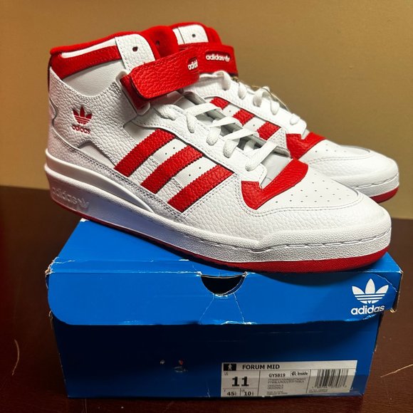 adidas Originals | Shoes | Adidas Originals Mens White Red Forum Mid ...